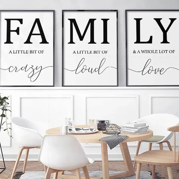Dexter | Art | 3pc Family Frameless Simple Black White Wall Posters New ...